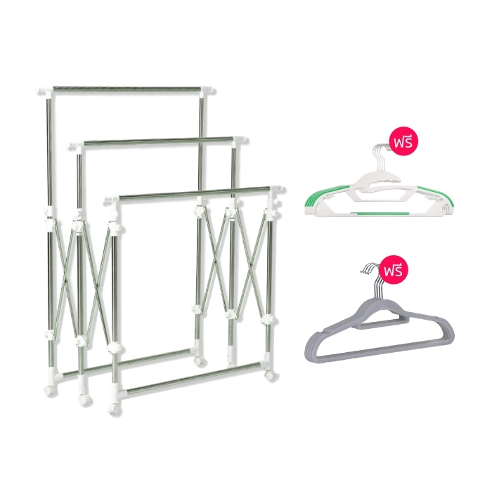 ราวตากผ้า HOMER FAMILY RACK ราวตากผ้าแบบพับเก็บได้ ราวตากผ้า 3 ชั้น มี ...