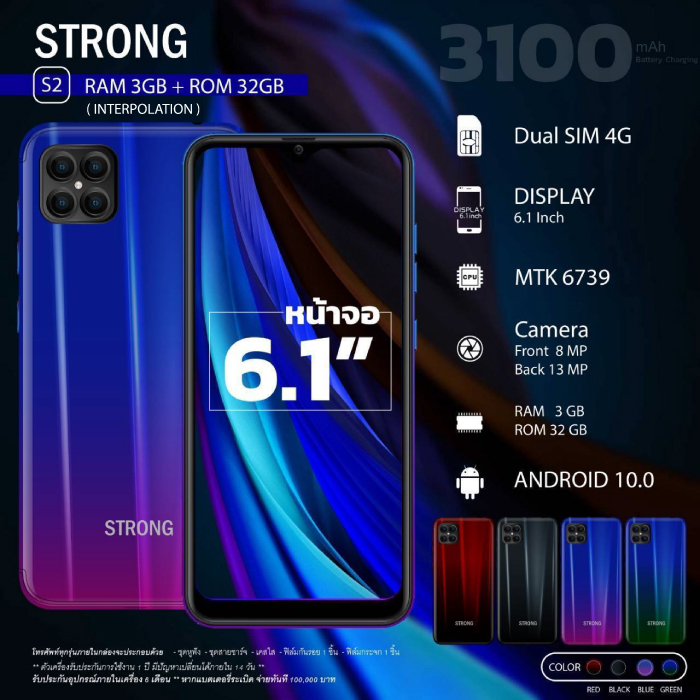 โทรศัพท์มือถือ STRONG S2 สเปคหน้าจอ กล้อง
