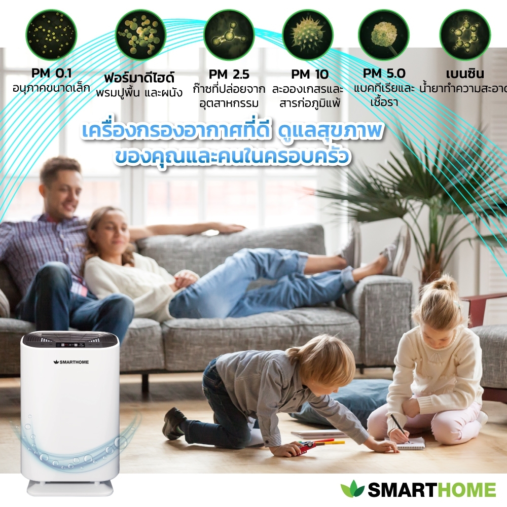 Smart Home Air Purifier เครื่องฟอกอากาศ กำจัดกลิ่น สารก่อภูมิเเพ้ และฝุ่น PM2.5 บอกระดับปริมาณ ...